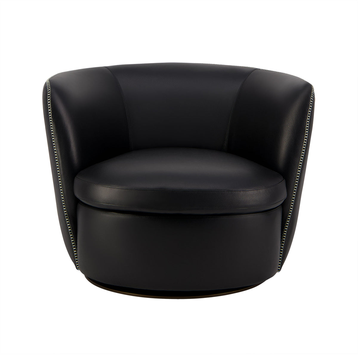 Bellagio Leather Swivel Lounge Chair in Black | Design Italia NZ